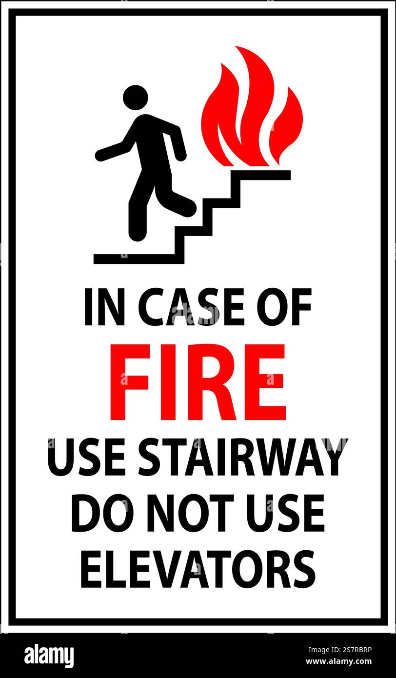 Caution Sign In Case of Fire Use Stairway Do Not Use Elevators Stock ...