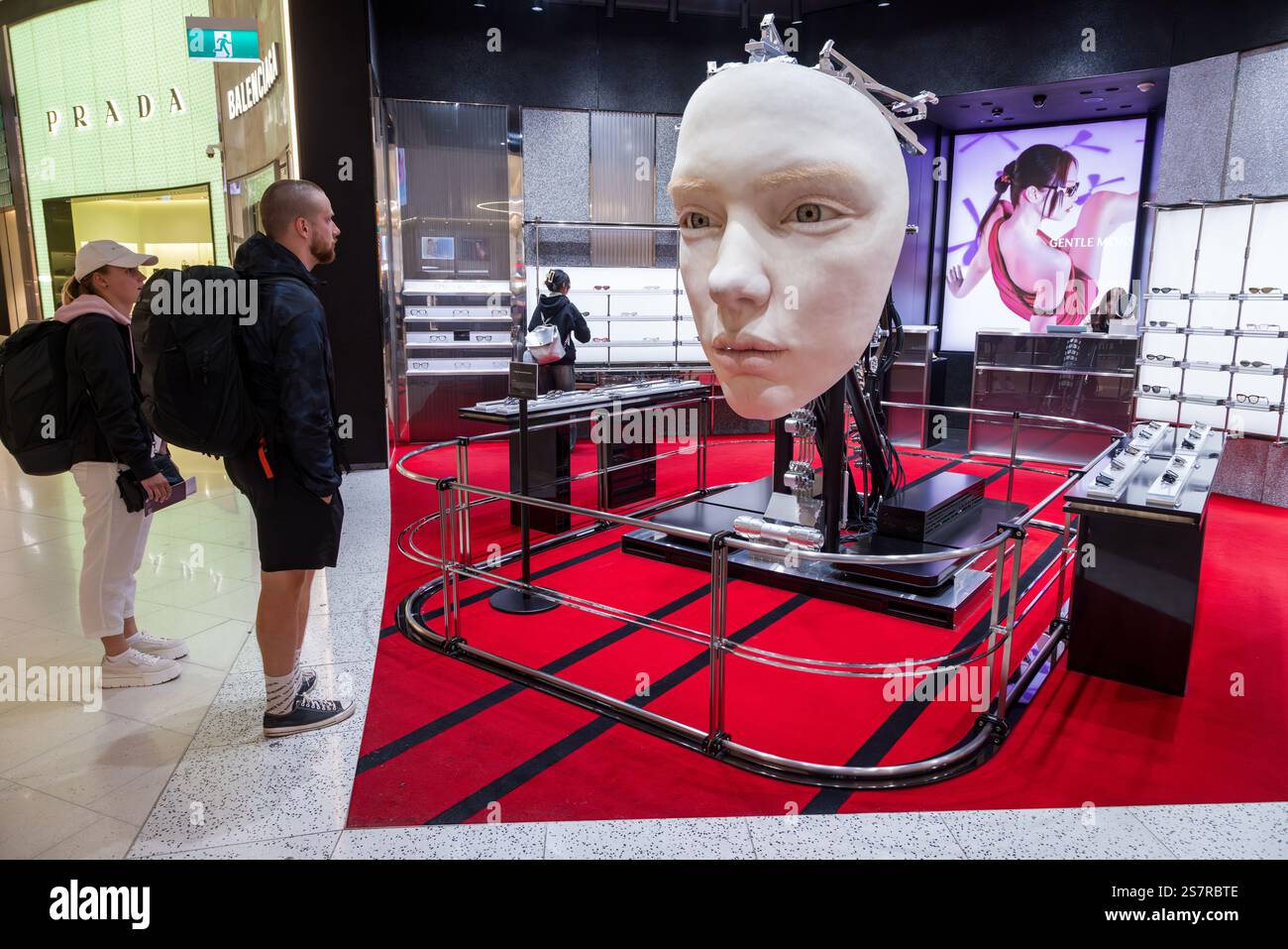 A giant robot face, an art installation in the Gentle Monster ...