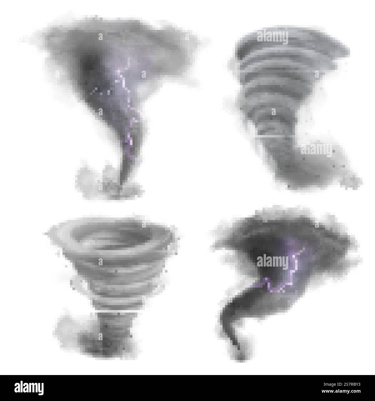 Hurricane vortex. Realistic tornado, 3D twister storm with lightning ...