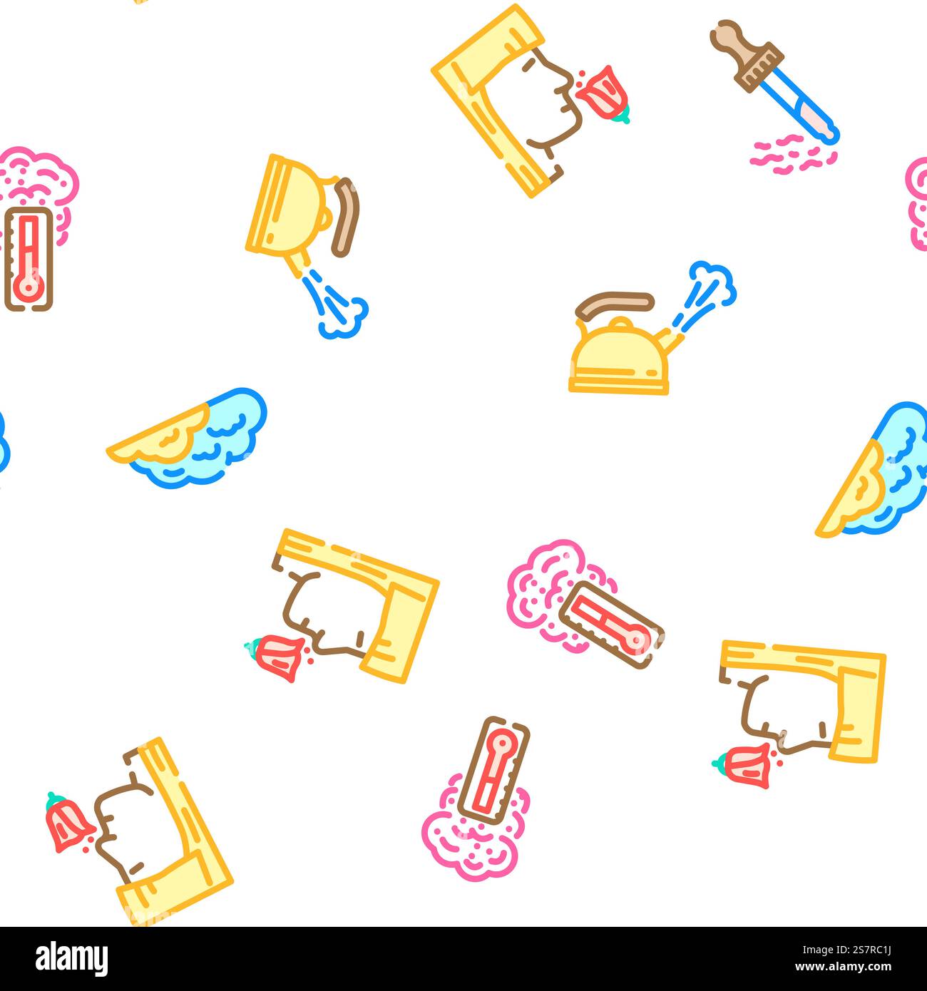 smell nose aroma odor vector seamless pattern thin line illustration ...