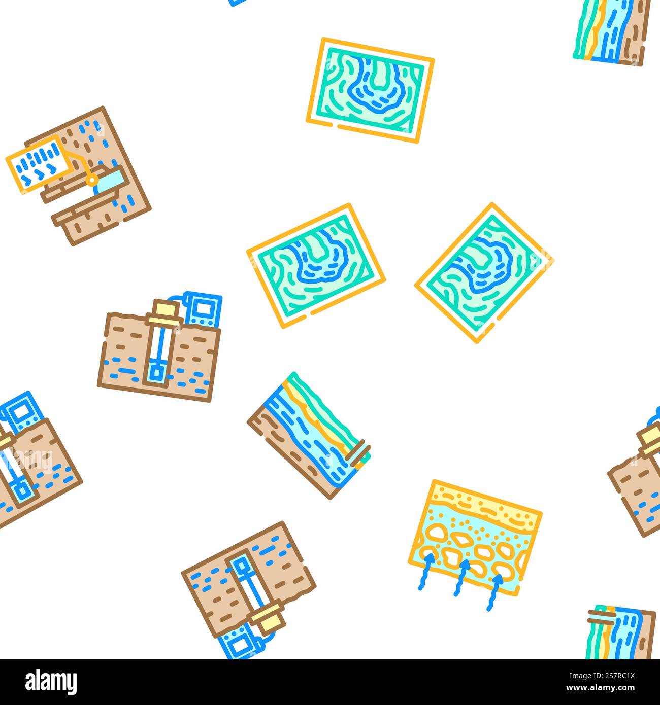 hydrogeologist industrial vector seamless pattern thin line ...