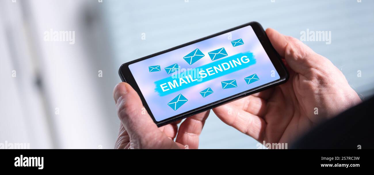 Smartphone screen displaying an email sending concept Stock Photo - Alamy