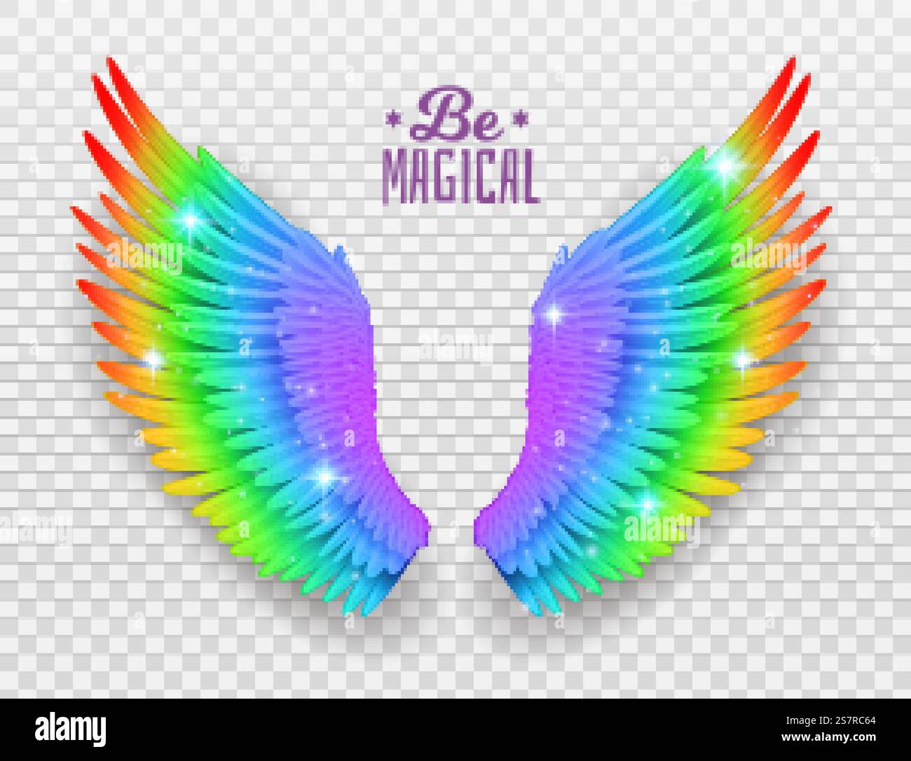 Rainbow wings realistic bright freedom symbol hi-res stock photography ...