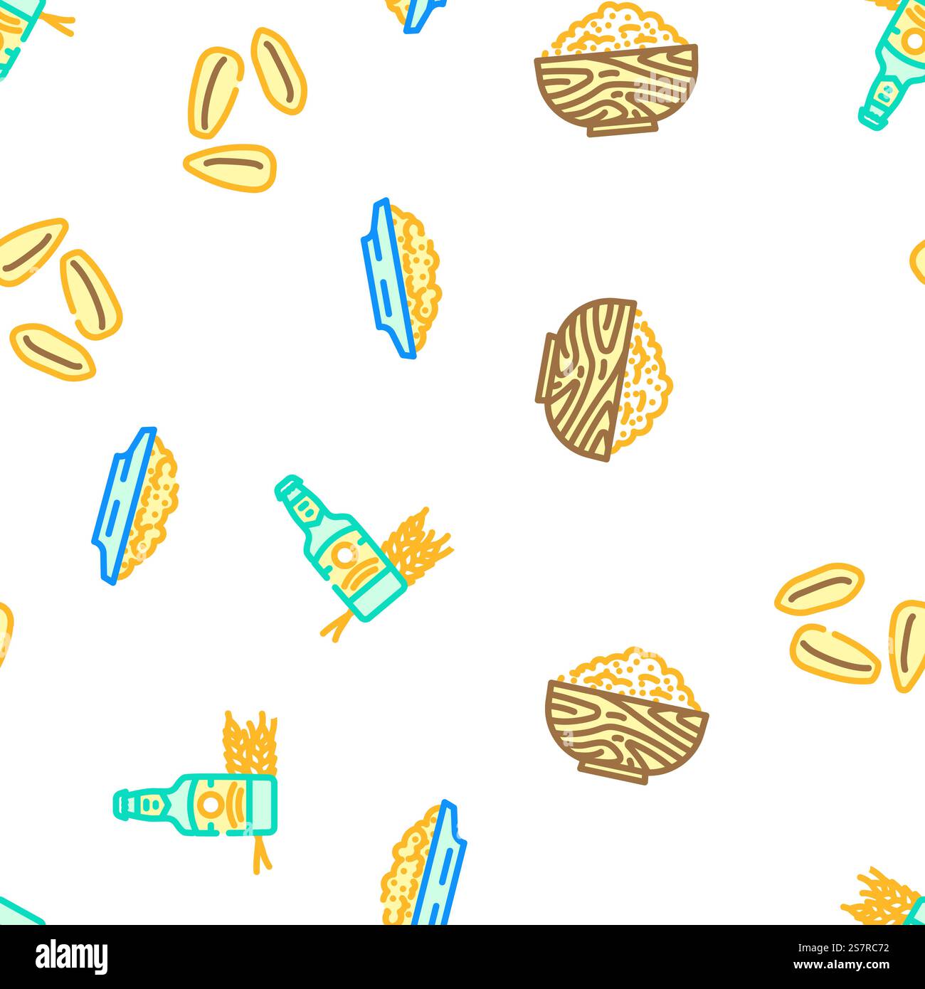 barley grain wheat vector seamless pattern thin line illustration ...