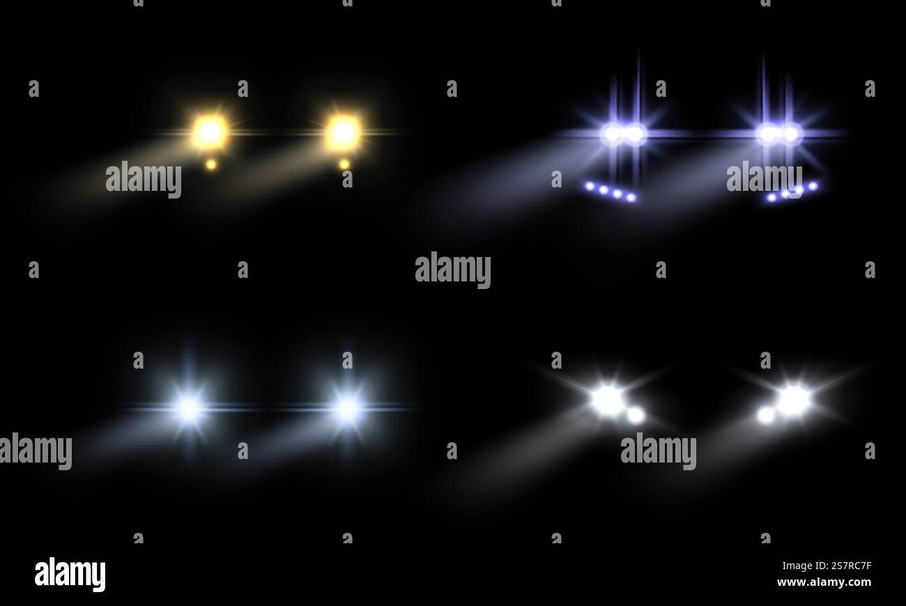 Realistic headlights car light flares and blur shadows effect hi-res ...