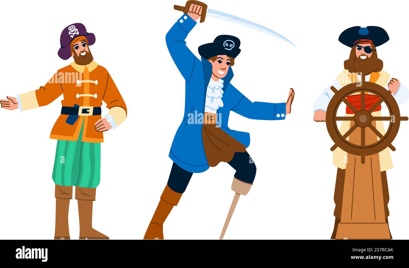 sea pirate captain vector. ship hat, man character, nautical caribbean ...