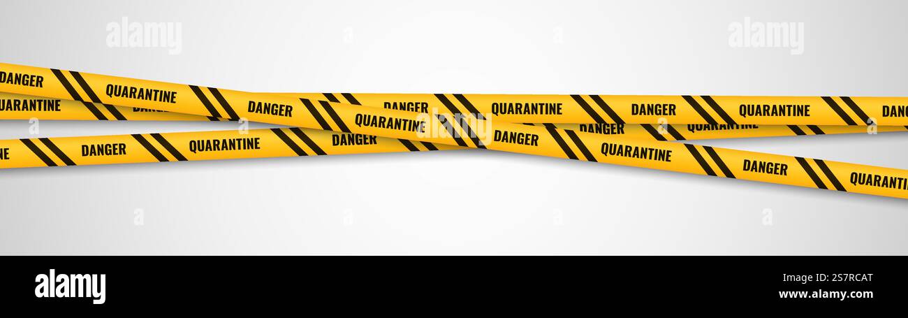 Yellow ribbons Warning. Quarantine safety warning tapes frame, caution ...
