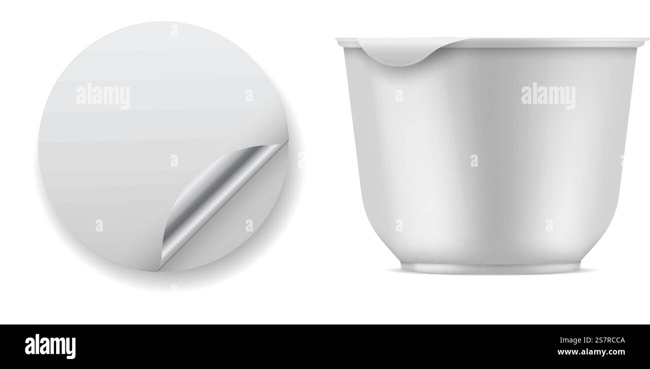 Container yogurt. White empty plastic packaging for dairy product ...
