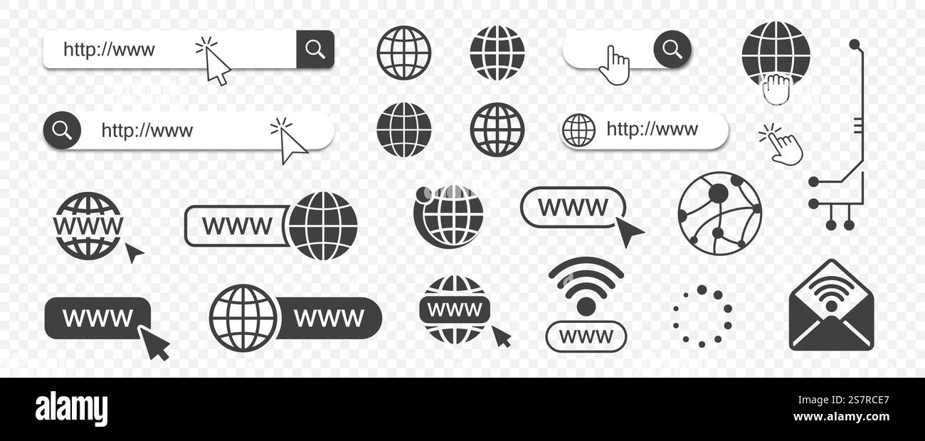 Set of website icons on a transparent background. Internet icons ...