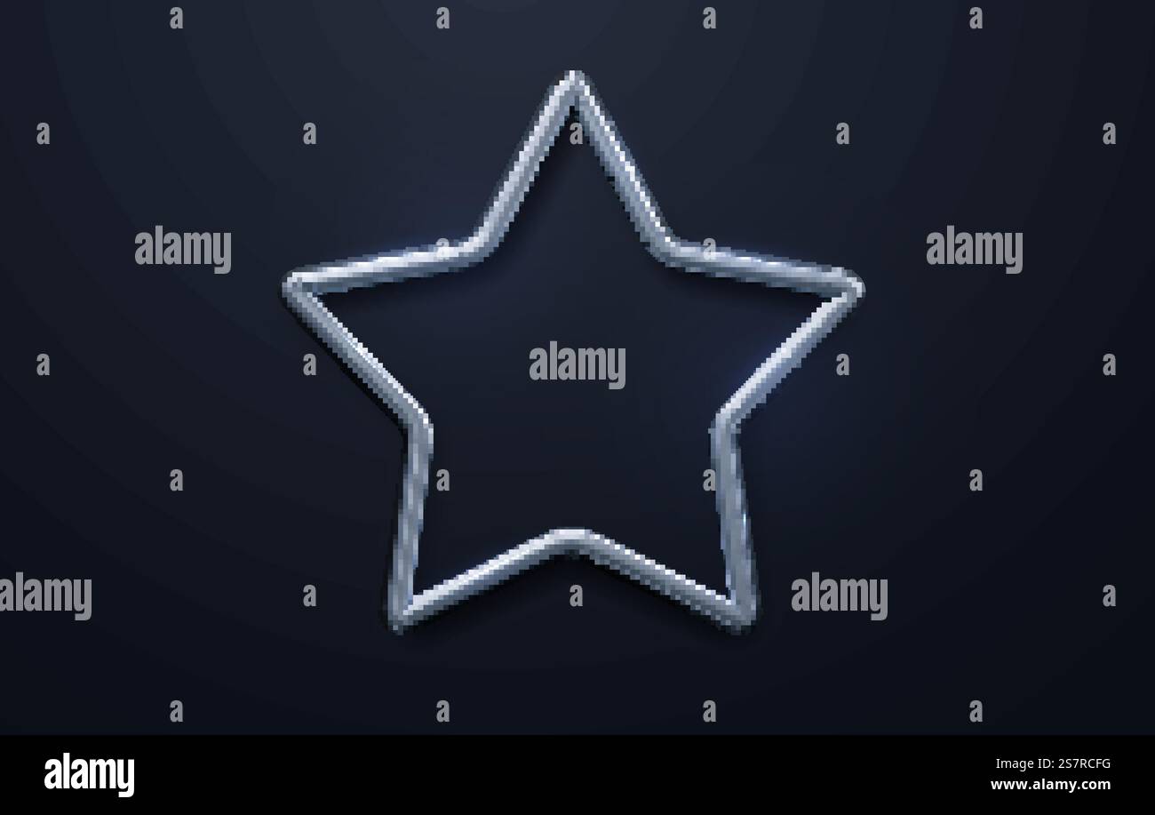 Silver star frame isolated on black background. Metallic star shape ...