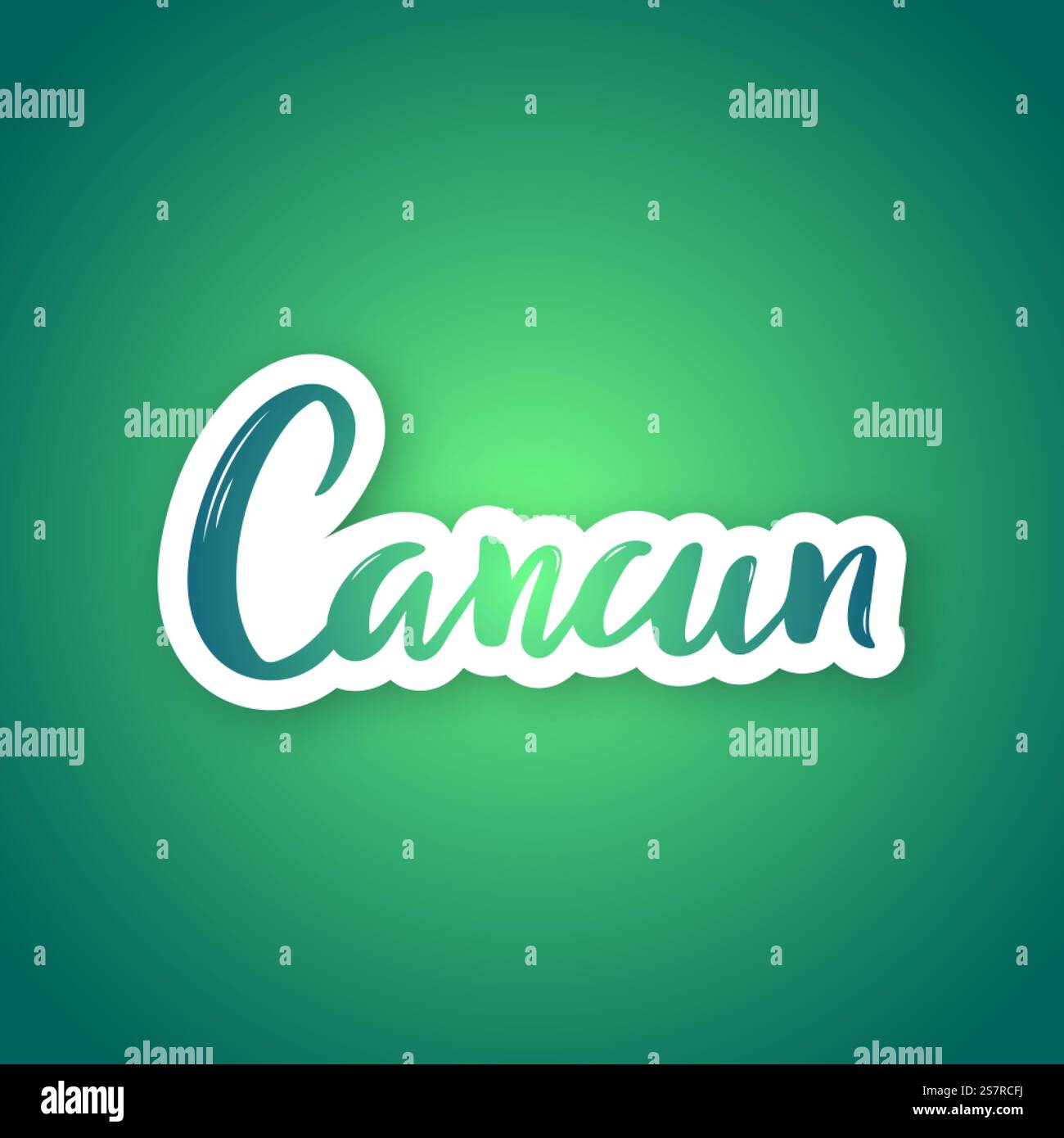 Cancun - hand drawn lettering phrase. Sticker with lettering in paper ...