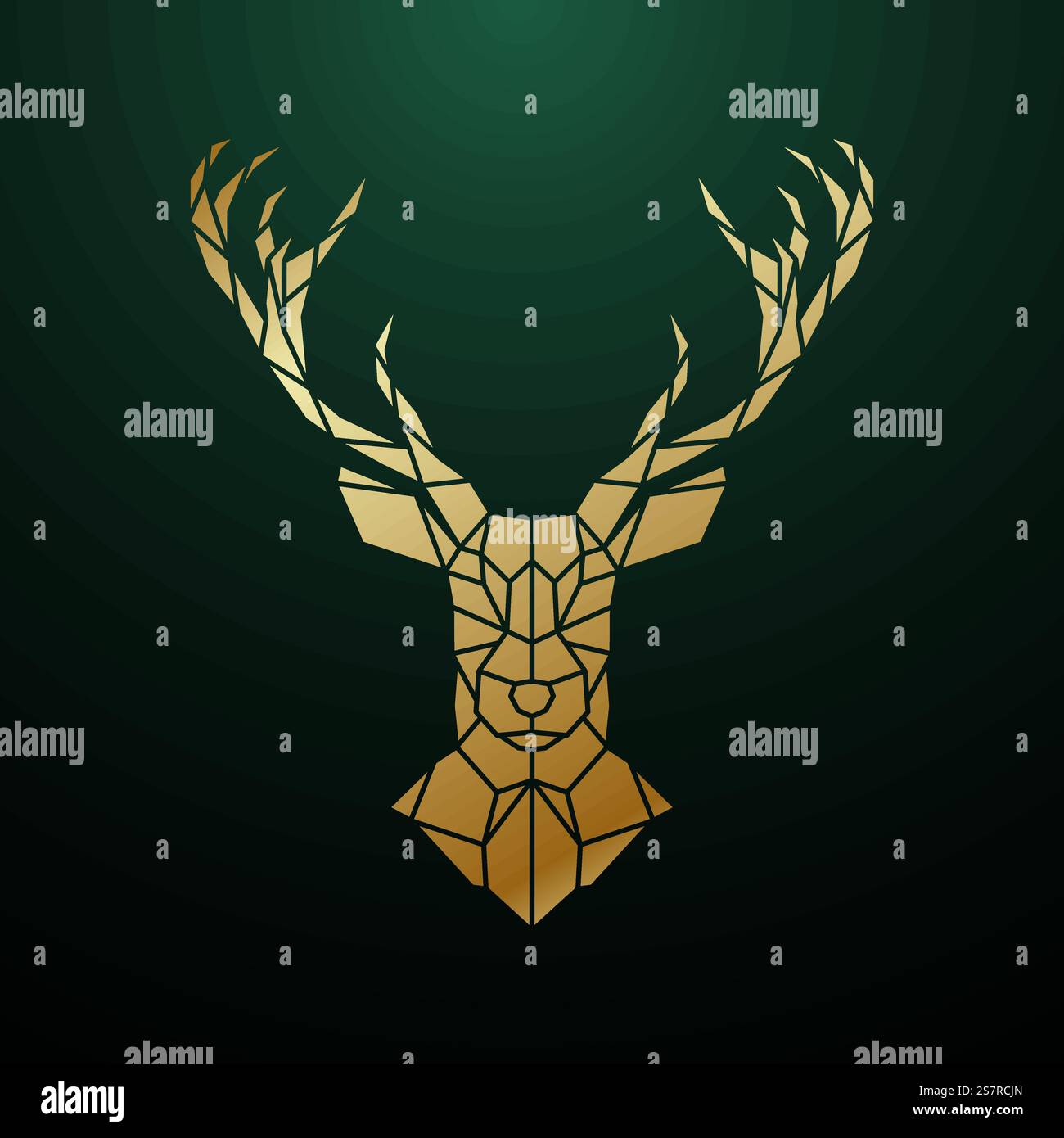 Golden deer head art illustration. Reindeer low polygonal style. Stock ...