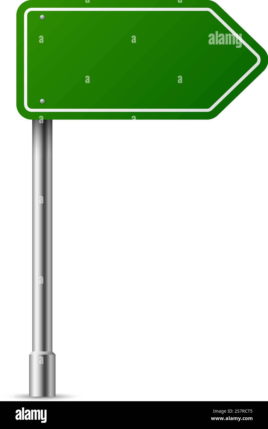 Realistic road direction pointer. Green arrow sign isolated on white ...