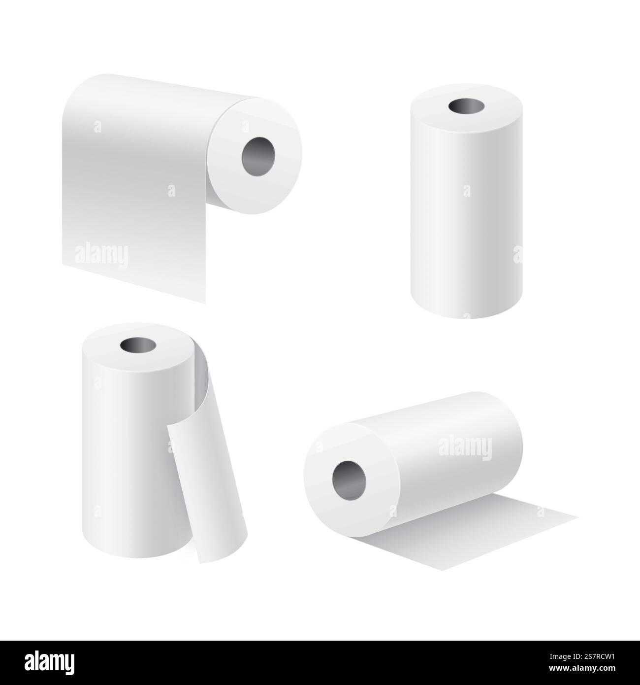 Paper rolls realistic. 3d white kitchen towel or toilet tissue on ...