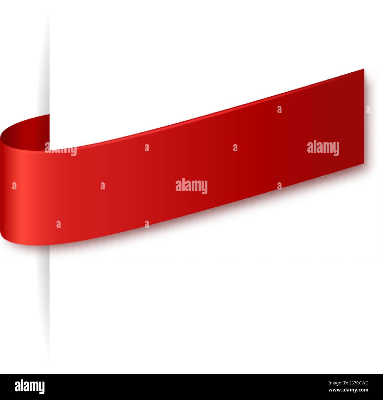 Realistic red band mockup. Promotion product ribbon isolated on white ...