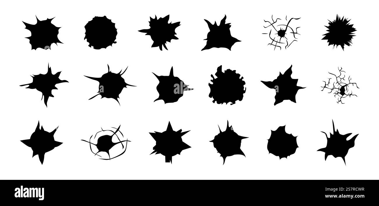 Texture cracks collection. Set of destruction hole. Crash effect hole ...