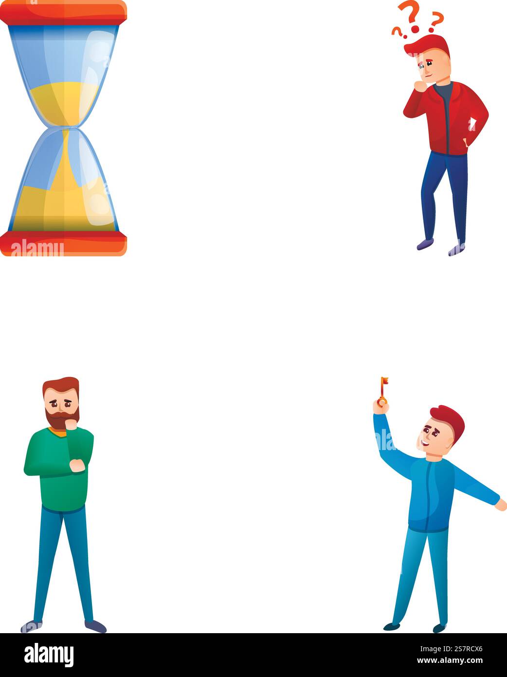 Mind game icons set cartoon vector. Young man with game accessory ...