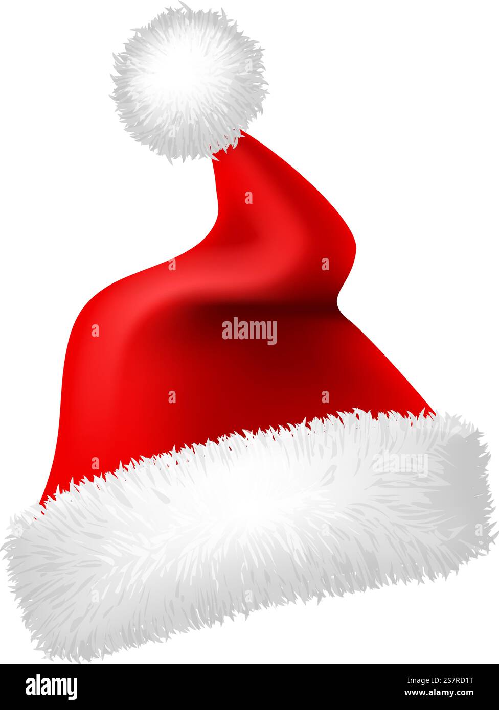 Fluffy elf hat. Realistic plush santa cap isolated on white background ...
