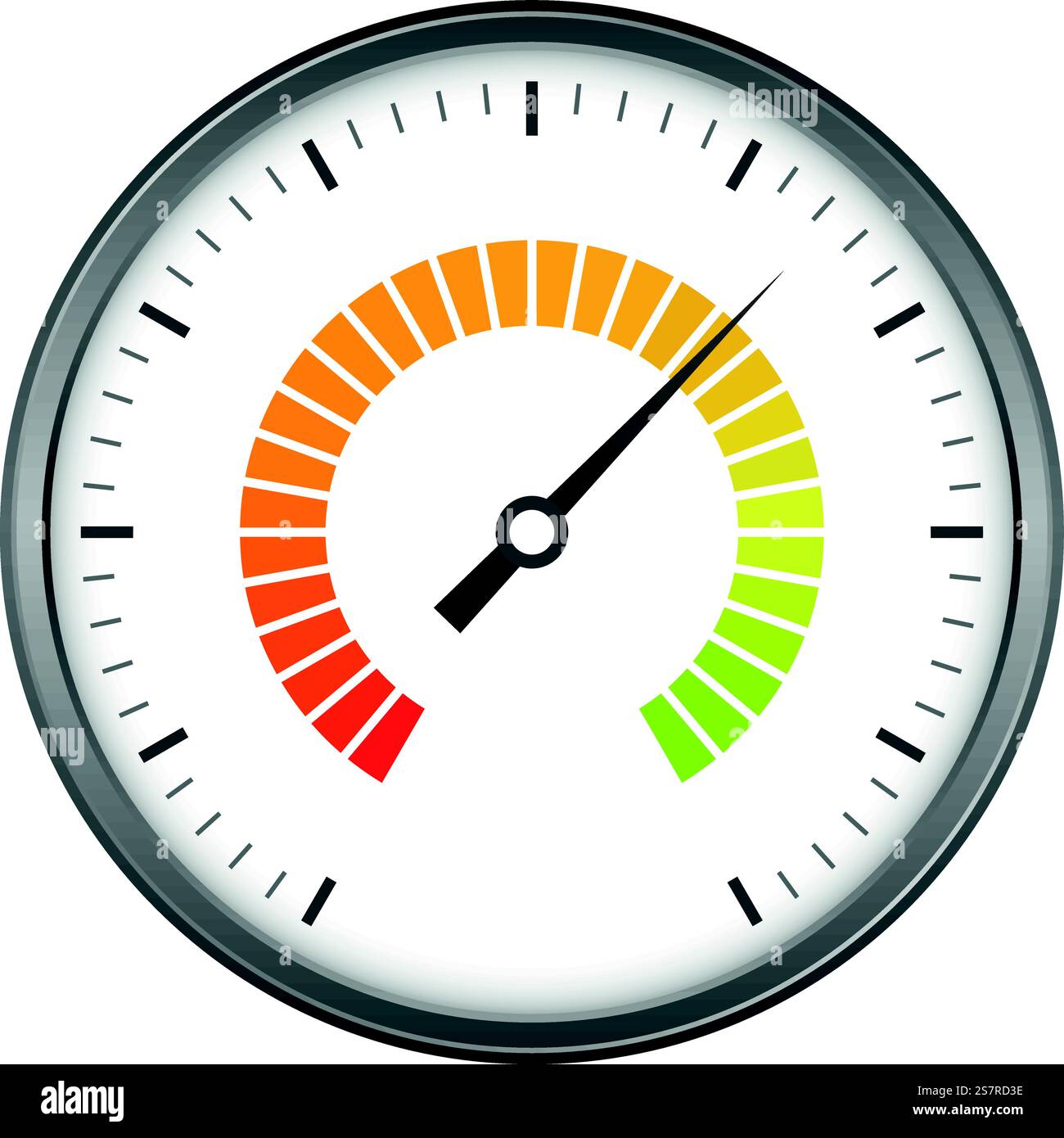 Level indicator gauge. Round dashboard measure indicator isolated on ...