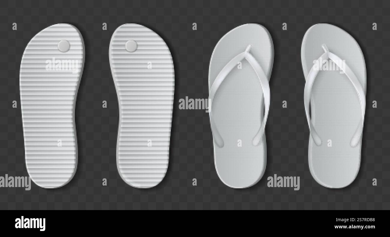 White flip flops sandals. Realistic blank beach rubber slippers ...