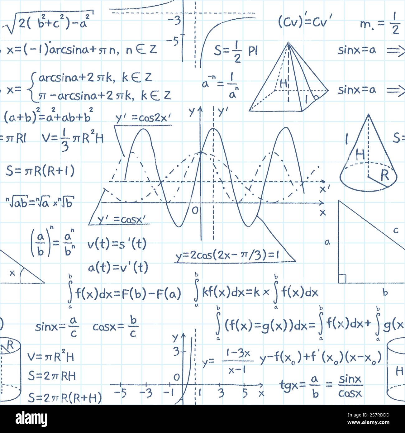 Seamless pattern math formulas exact school equations and functions hi ...