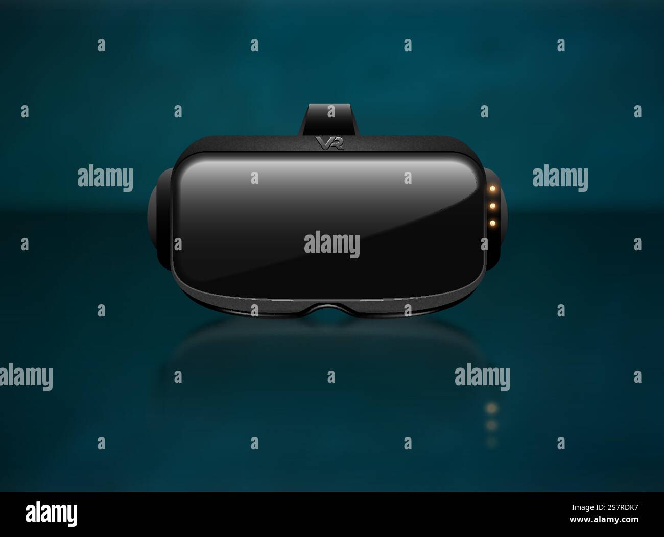 Realistic 3d Virtual Reality Headset Box Closeup front View. Futuristic ...