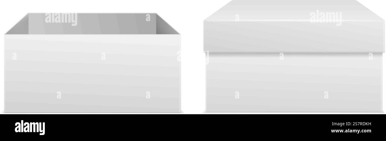 Packaging boxes realistic. White empty box side view mockup, consumer ...