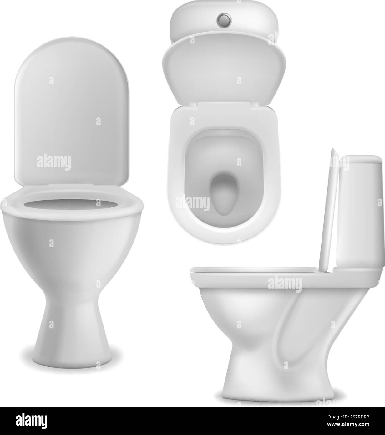 Toilet bowl realistic. Clean lavatory bathroom ceramic bowls group top ...