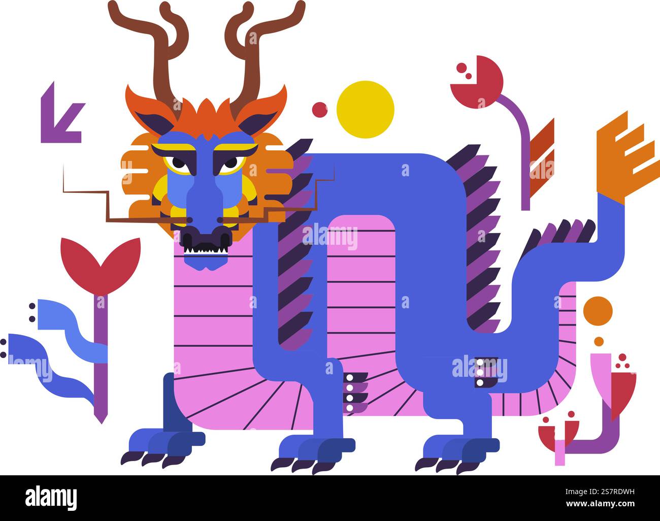 Dragon creature, isolated Chinese mythological being or beast with ...