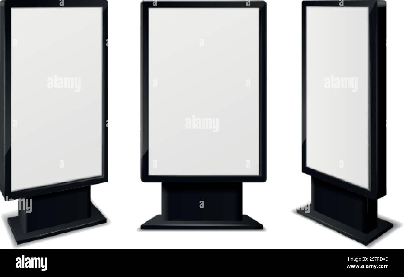 Realistic light box. Blank billboards front and different angles view ...