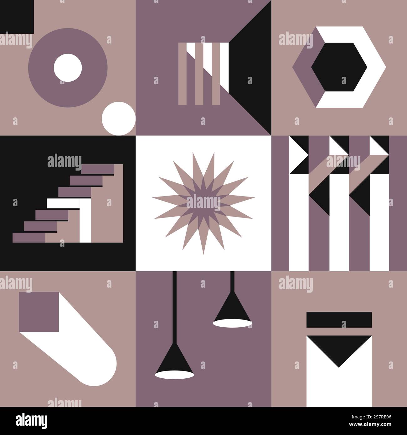 Abstract squares with contemporary drawings, modern artwork design ...