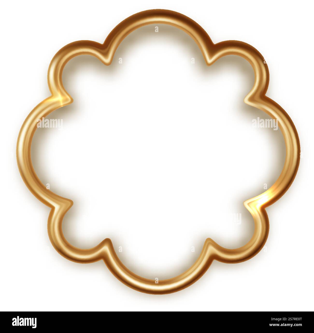 Realistic golden frame in arabic style isolated. Traditional islamic 3d ...