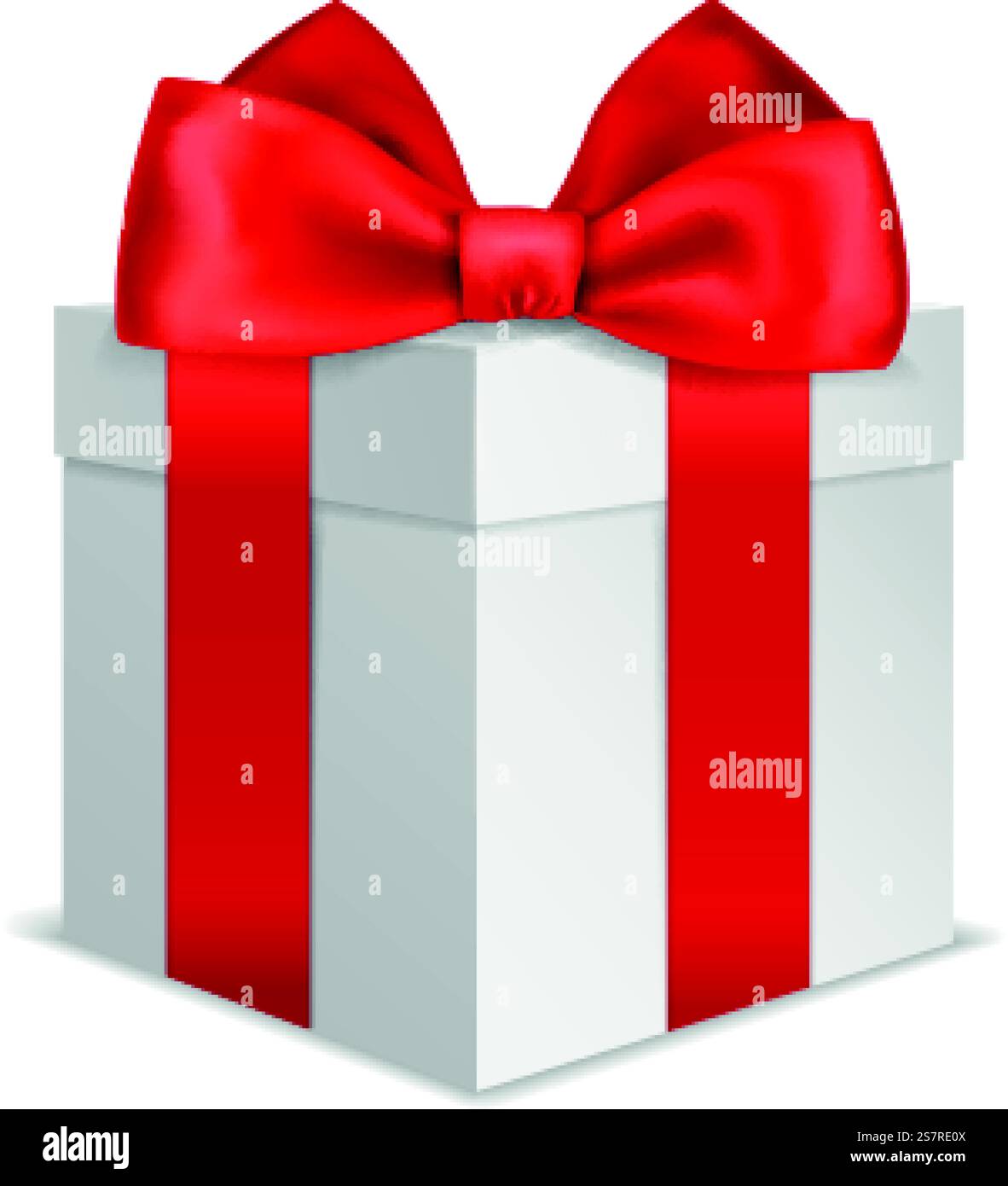 Gift box with red bow. Realistic present angle view mockup. 3d party ...