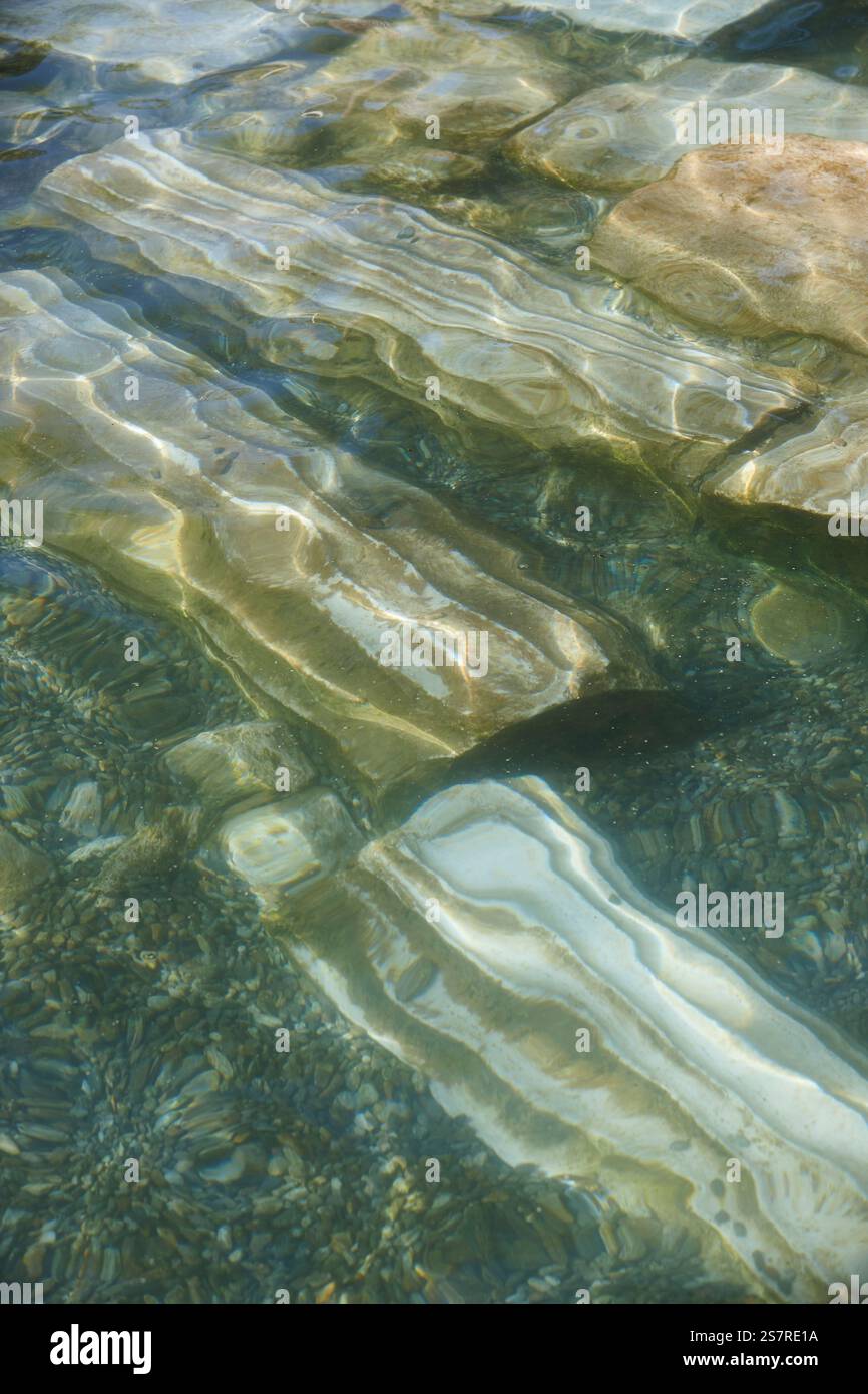 Thermal pool in archeological site of Hierapolis. Pamukkale landmark ...