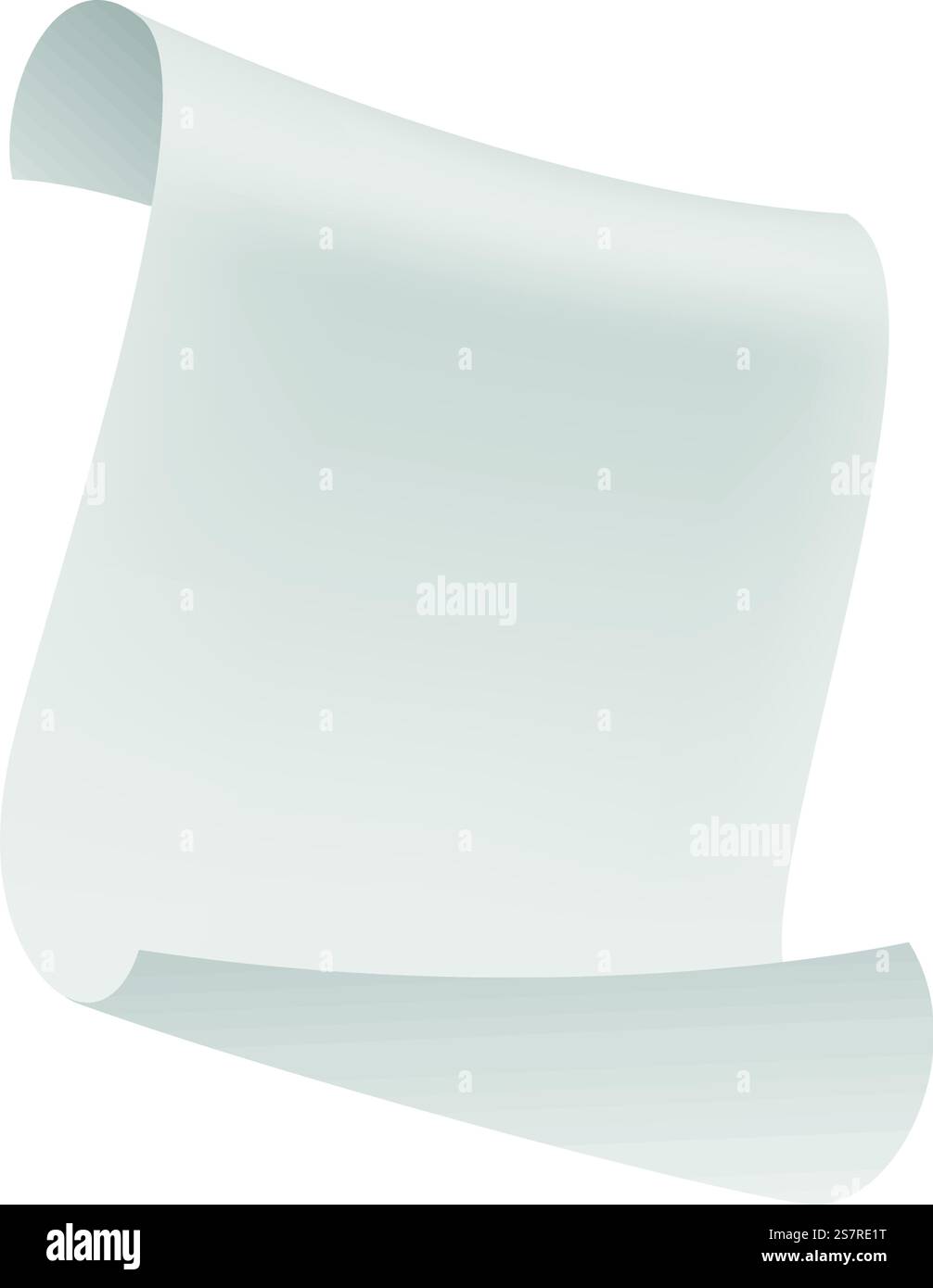 Paper sheets. Falling sheet down with curved corners. Clean blank white ...