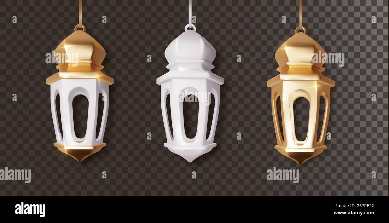 Arabic lanterns realistic set of hanging. Islamic Realistic traditional ...