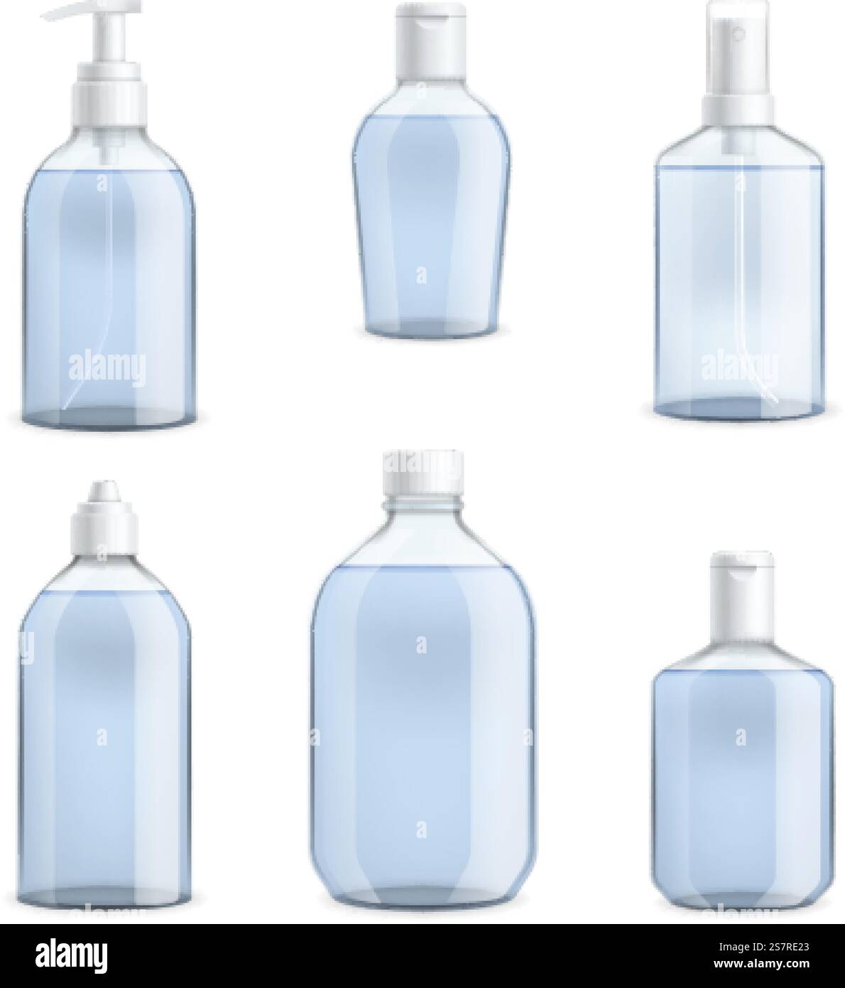Bottles hand sanitizer. Transparent templates realistic set, 3d plastic ...