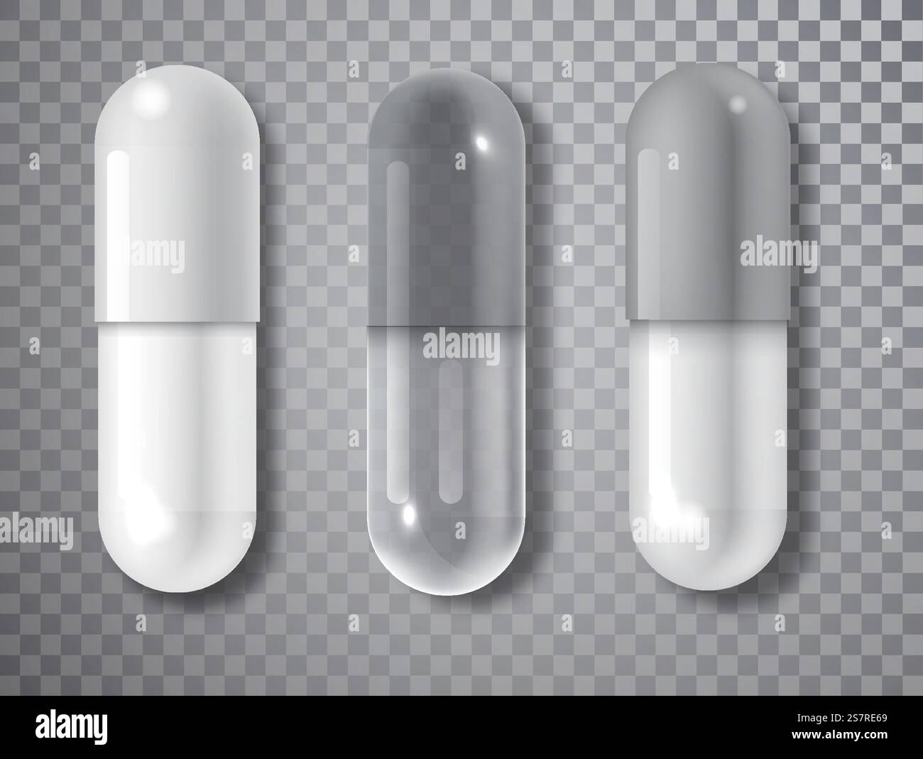 Capsule pill set isolated on transparent background. Vector realistic ...