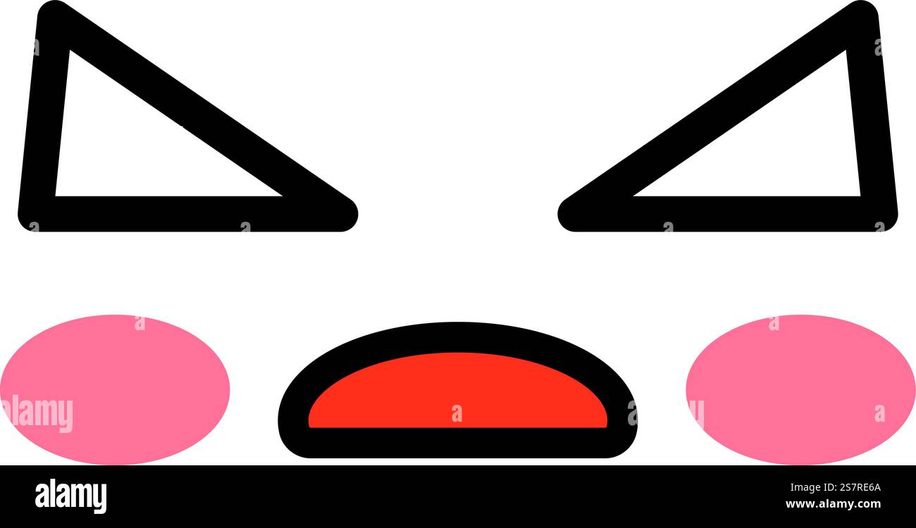 Enraged kawaii face. Rage expression. Angry emoji isolated on white ...