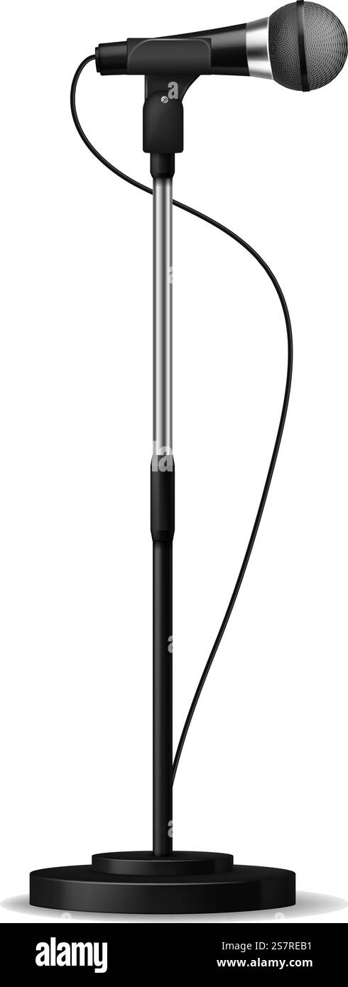 Concert microphone standing on pole. Realistic stage mic isolated on ...