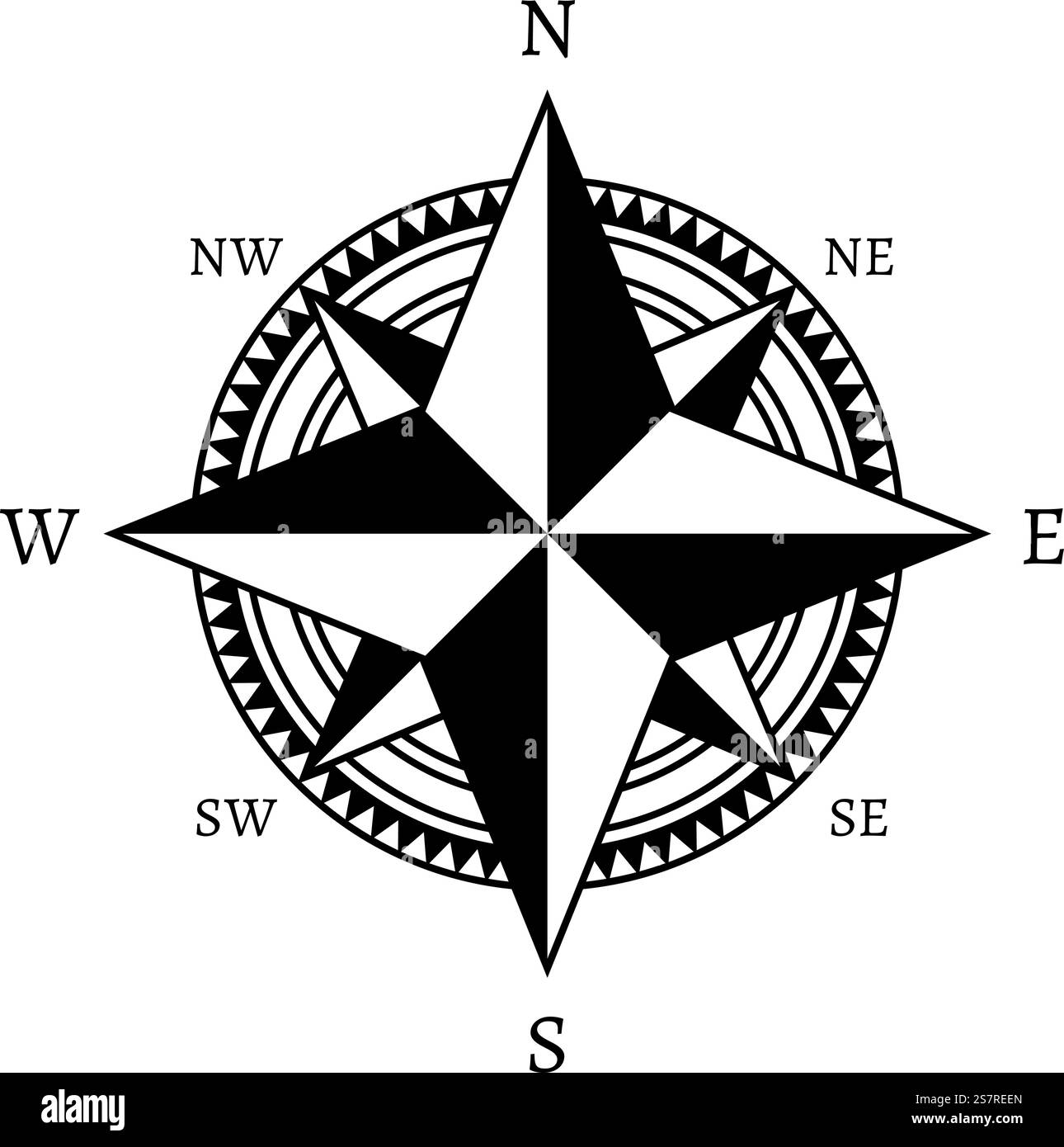 Black Compass Symbol Vintage Navigation Symbol Exploration Icon