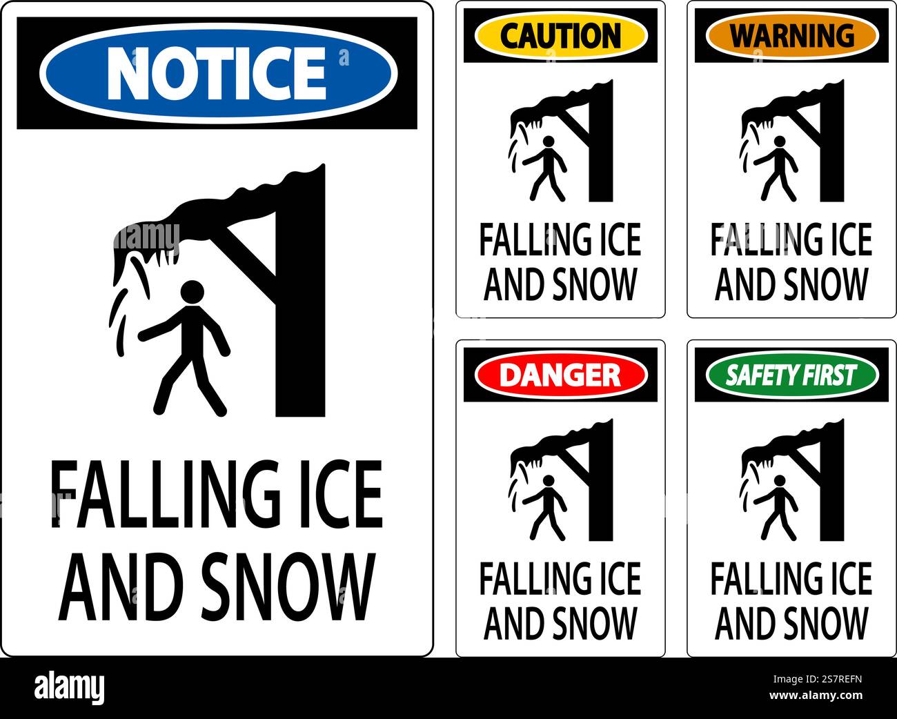 Ice and Snow Warning Sign Caution - Falling Ice And Snow Sign Stock ...
