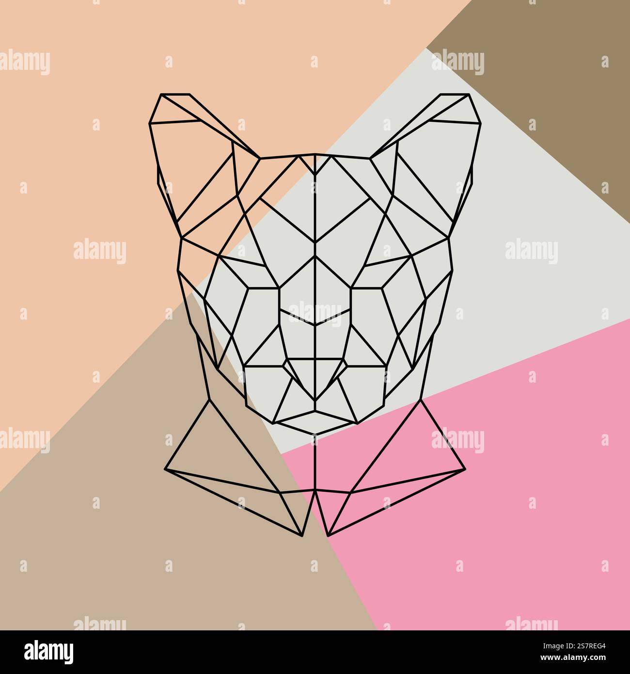 Geometric head of African Puma. Cheetah geometric icon. Wild cat vector ...
