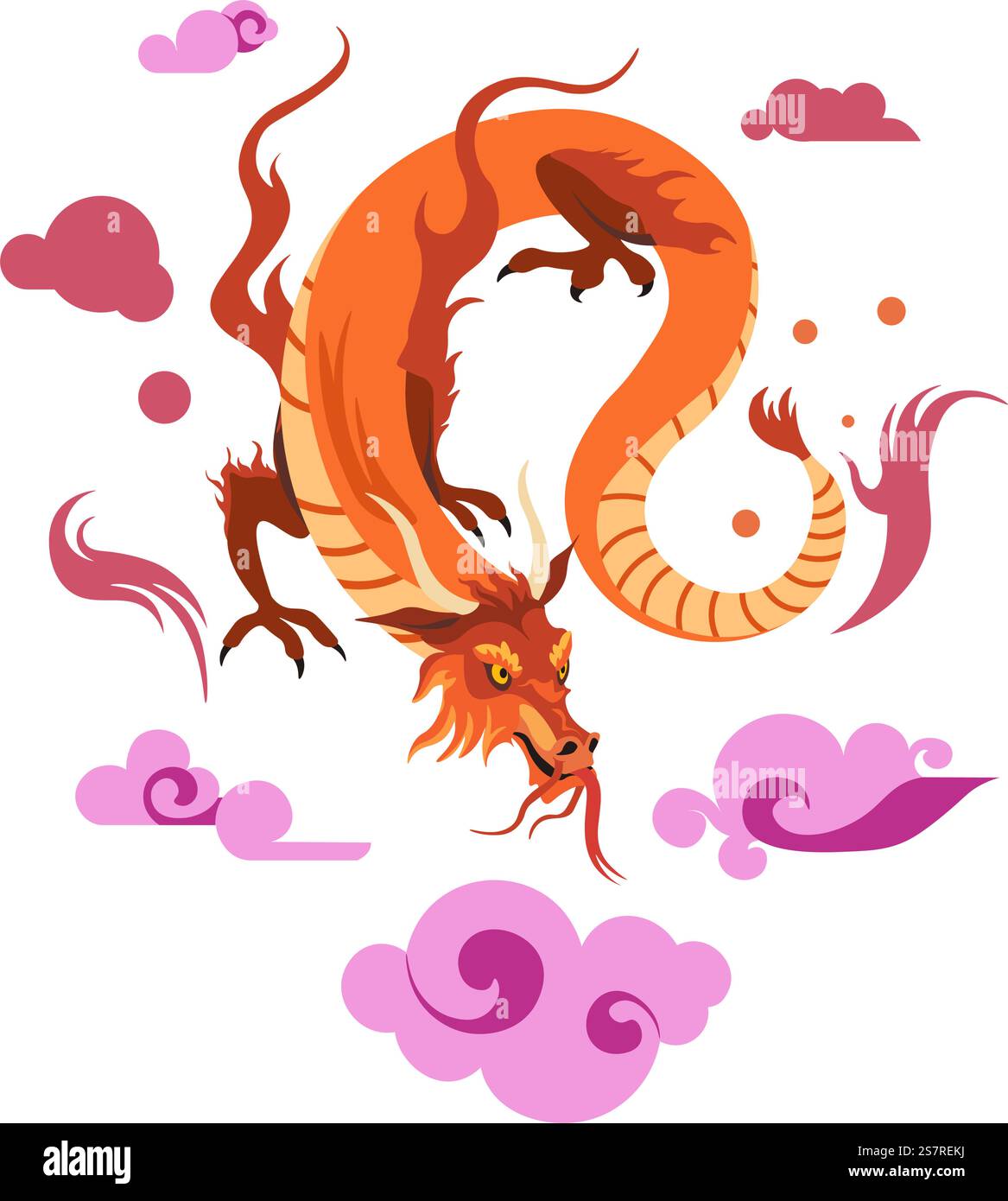 Mythological creature, isolated dragon with long tail and claws ...