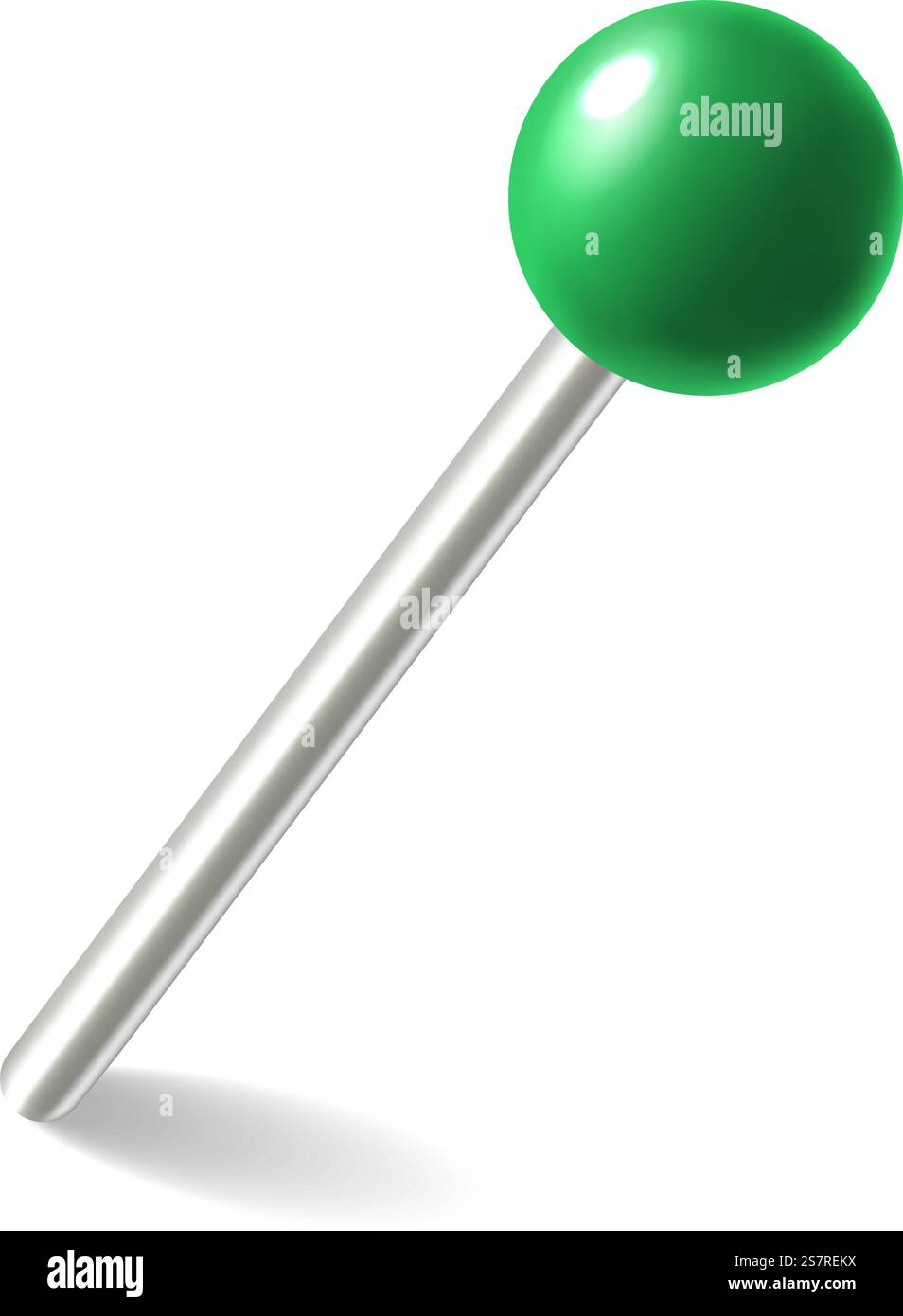 Green plastic thumb tack. 3d round realistic pin isolated on white ...