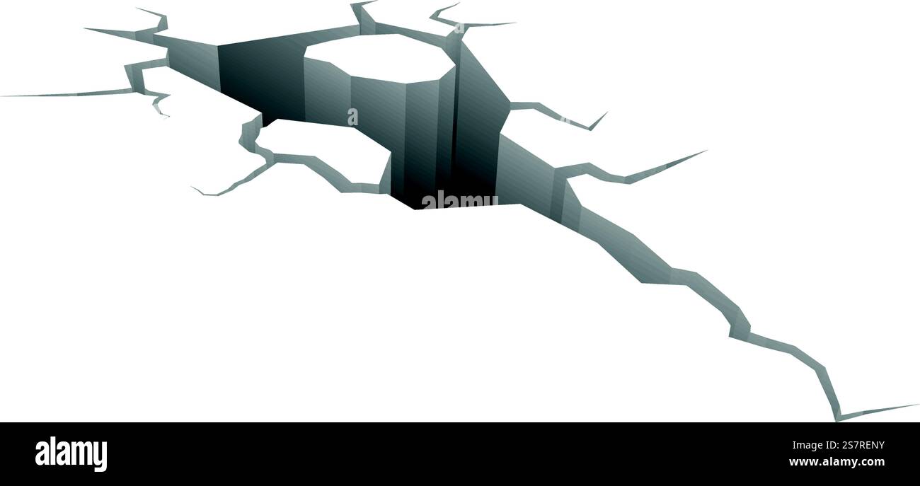 White surface. Damage ground. Crashed cracks effect isolated on white ...