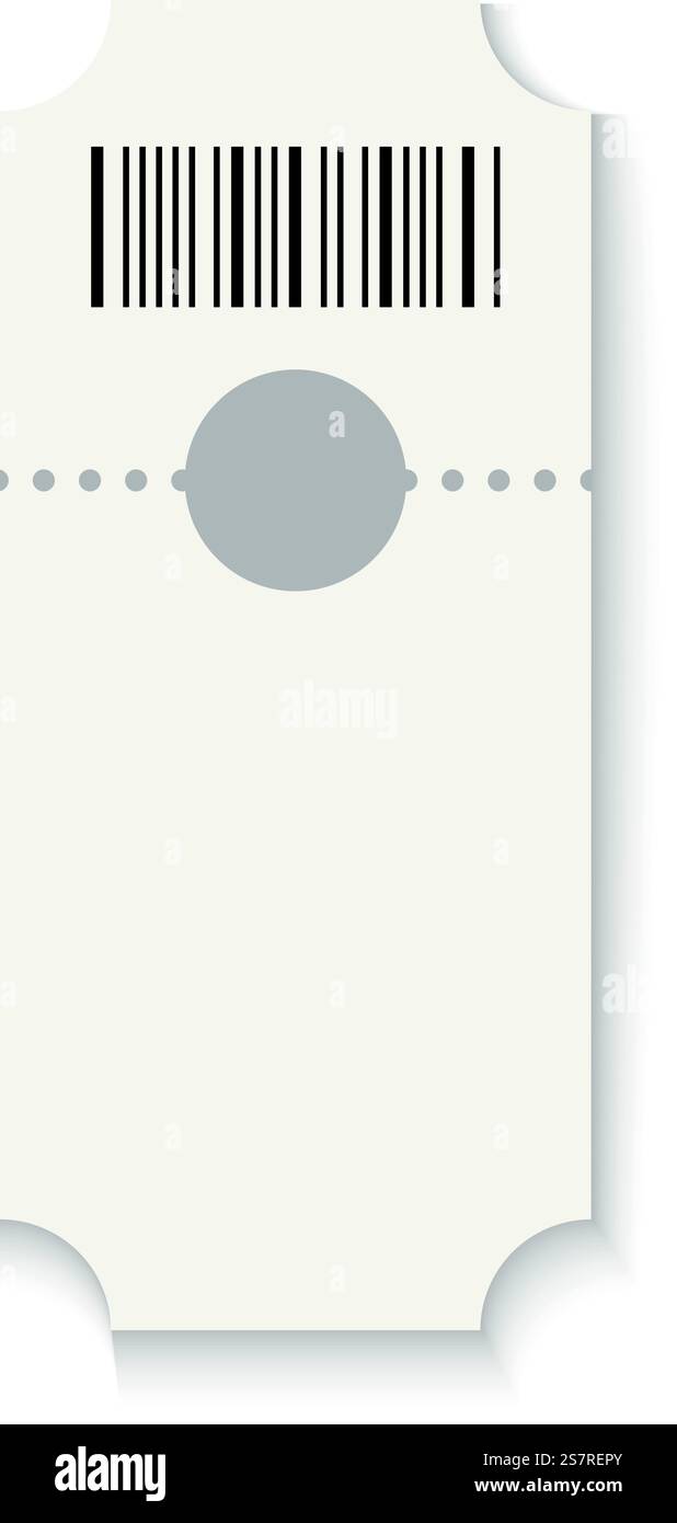Barcoded ticket mockup. Realistic white blank paper isolated on white ...