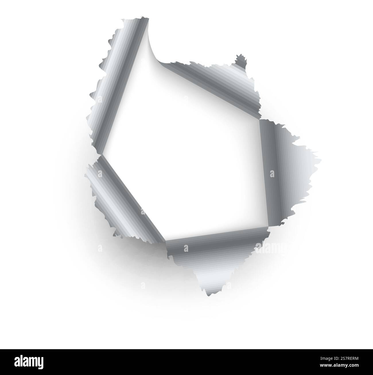 Metal ragged hole. Realistic torn metallic sheet. 3D broken rough ...