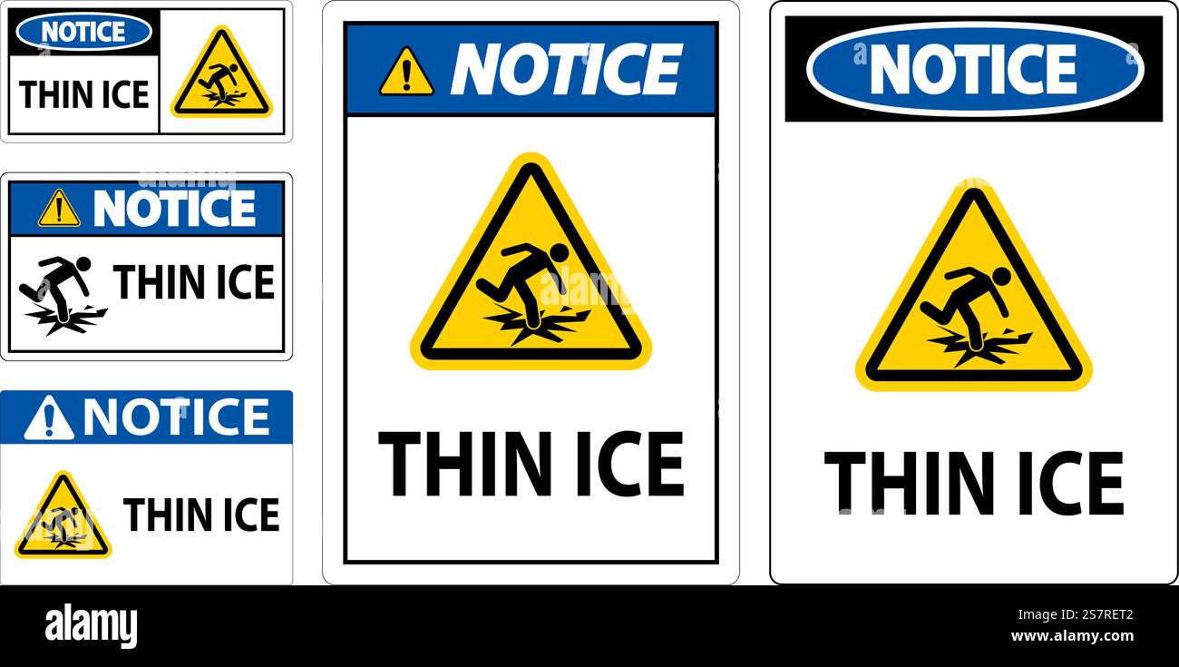 Water Safety Sign Danger - Thin Ice Stock Vector Image & Art - Alamy