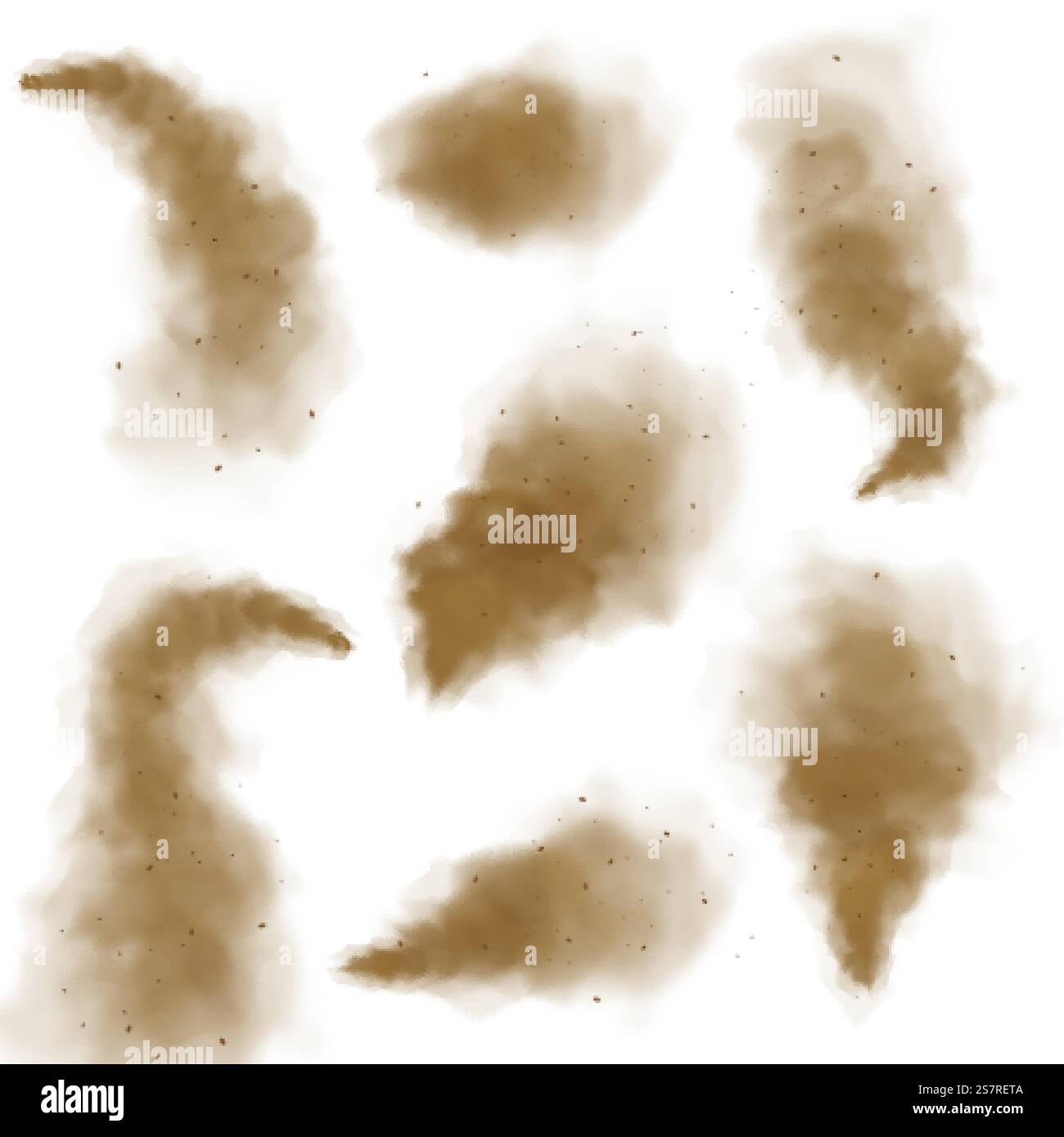 Sand cloud. Dust fog dry, desert sandy air 3d explosion with flying ...